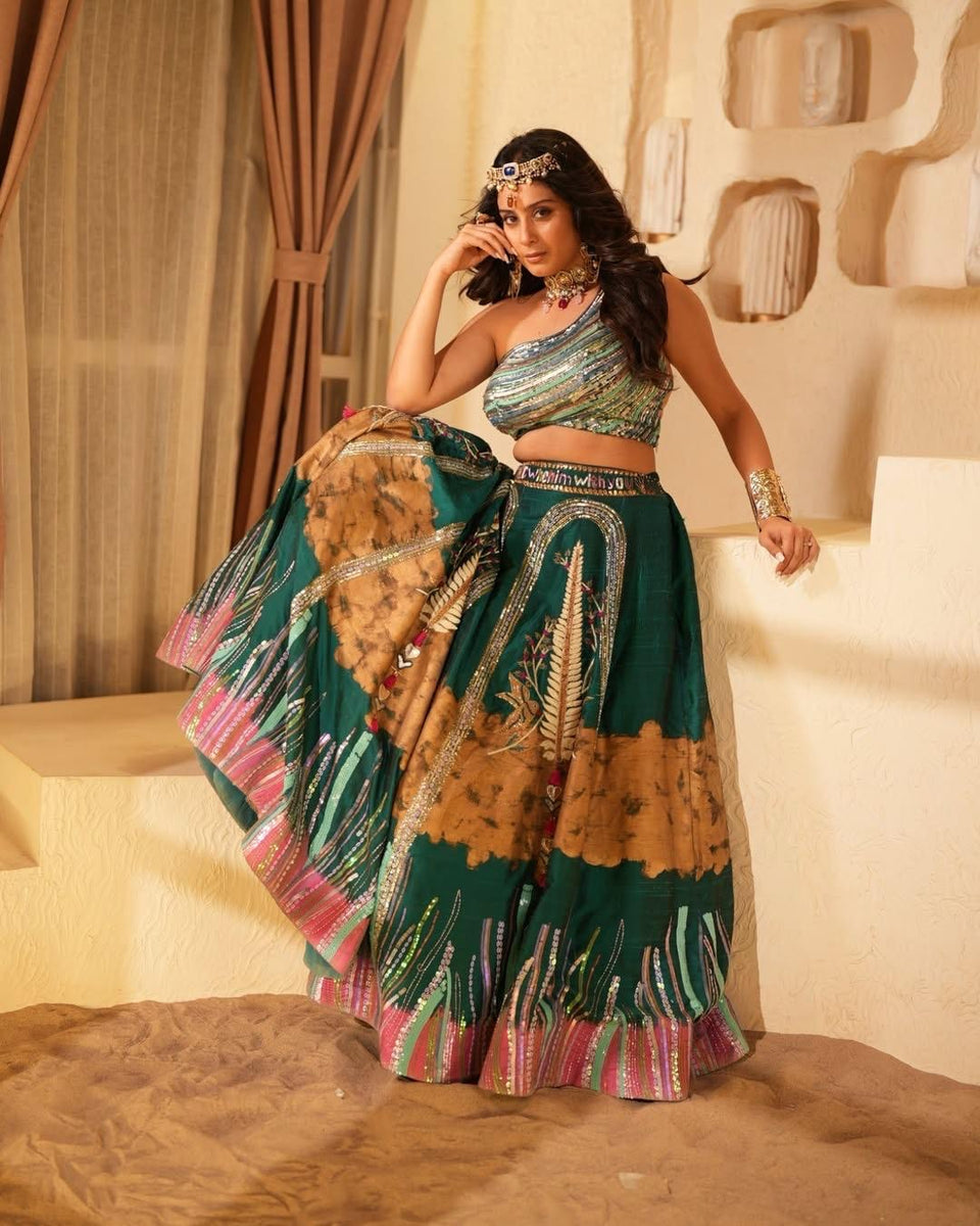 Isha Malviya In Teal Blue Handpainted Lehnga