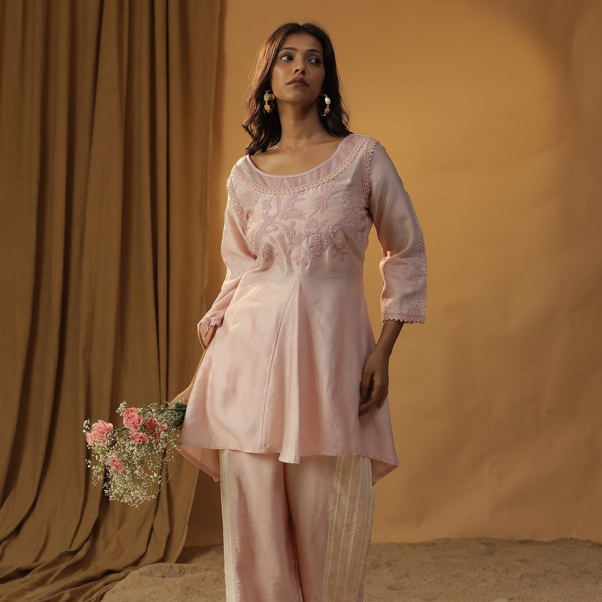 Pastel pink embroidered coord set – arpitasulakshana