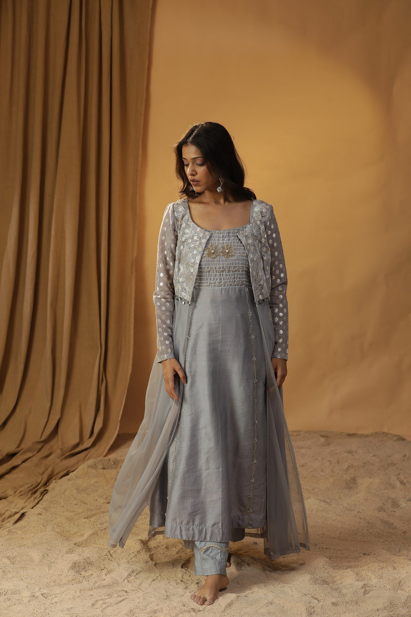 Ice blue jacket dress